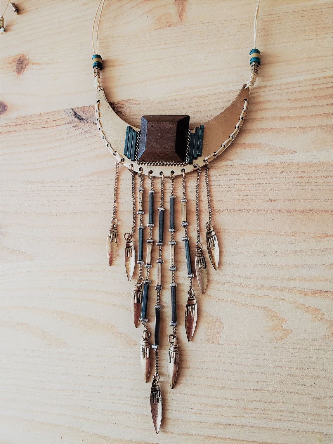 Gold Tone Crescent Wood Eco Friendly Native American Style | Etsy