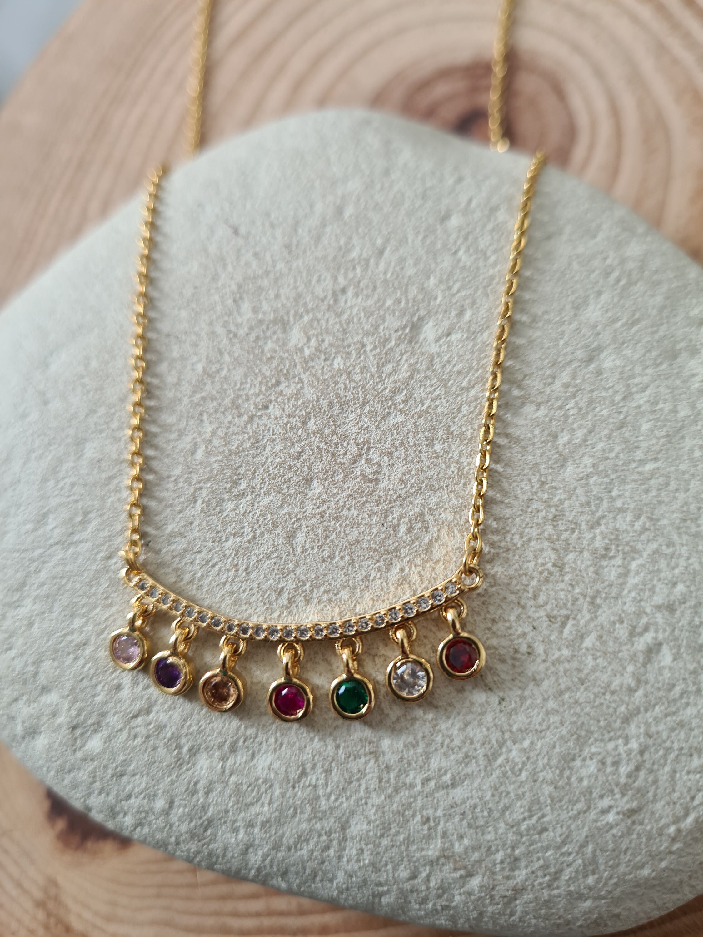 Gold Filled Multi Stone White Topaz Minimalist Necklace. Multi - Etsy