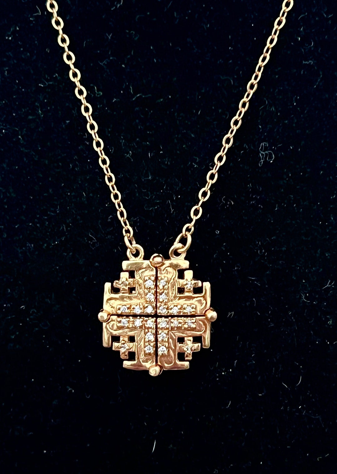 Jerusalem Beautiful Gold Fill & Diamonds Cross Convertible Gold .holy ...