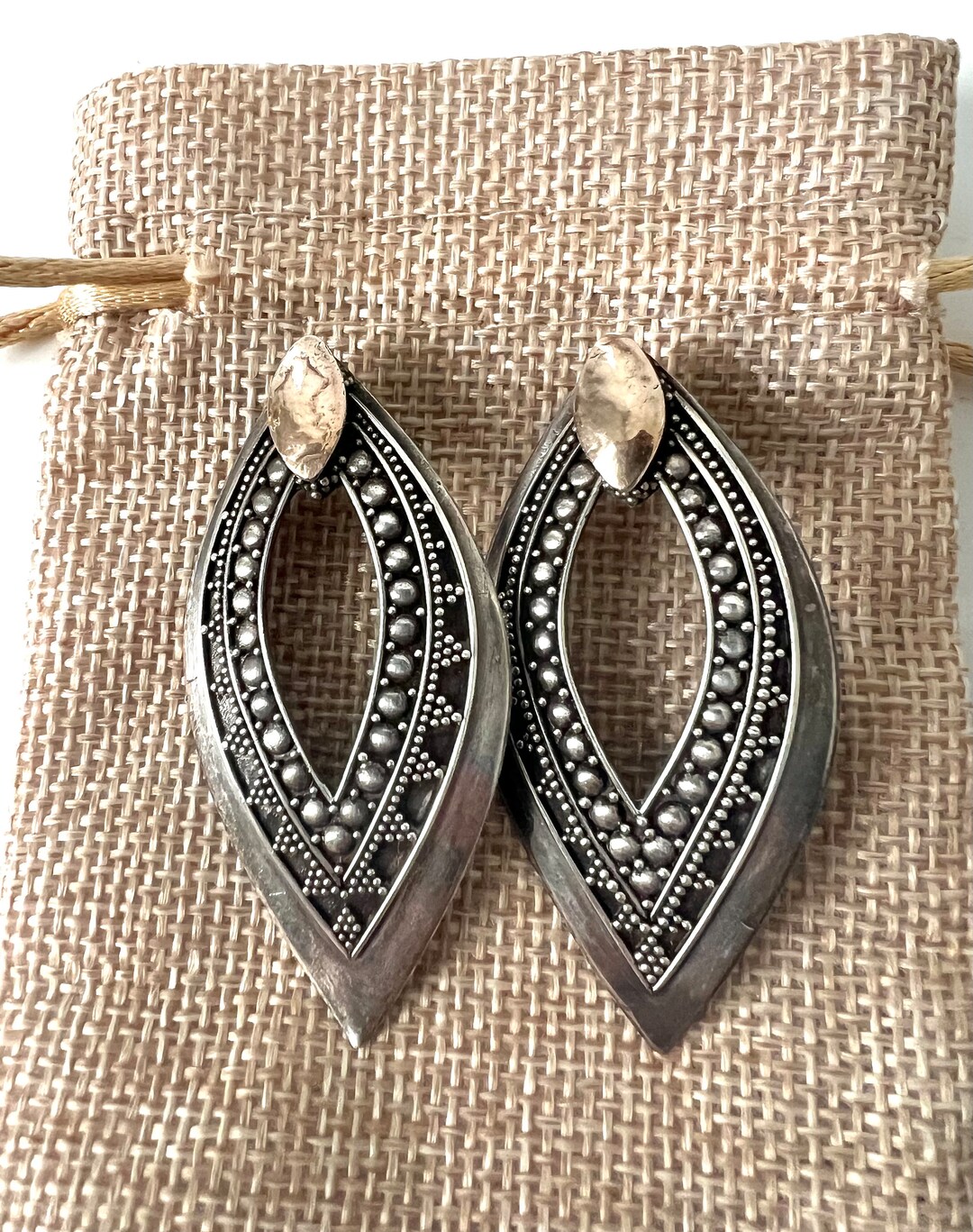 14k Gold Oxidized Sterling Silver Artisan Granulated Israel Post ...