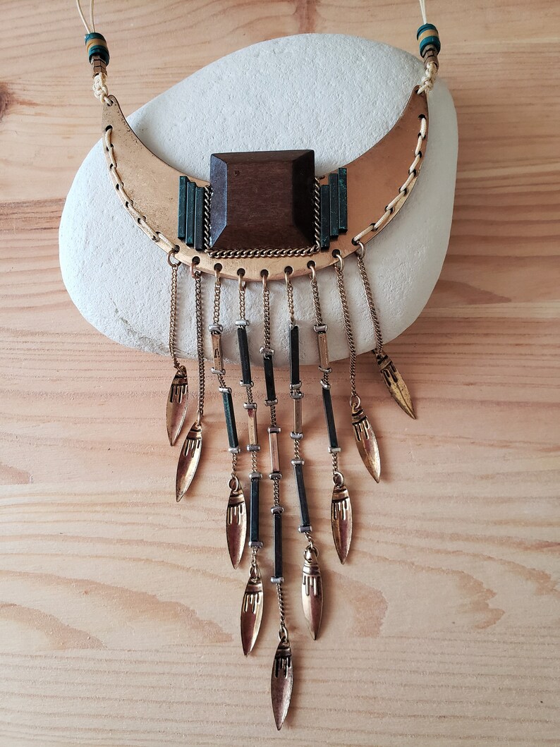 Gold Tone Crescent Wood Eco Friendly Native American Style - Etsy