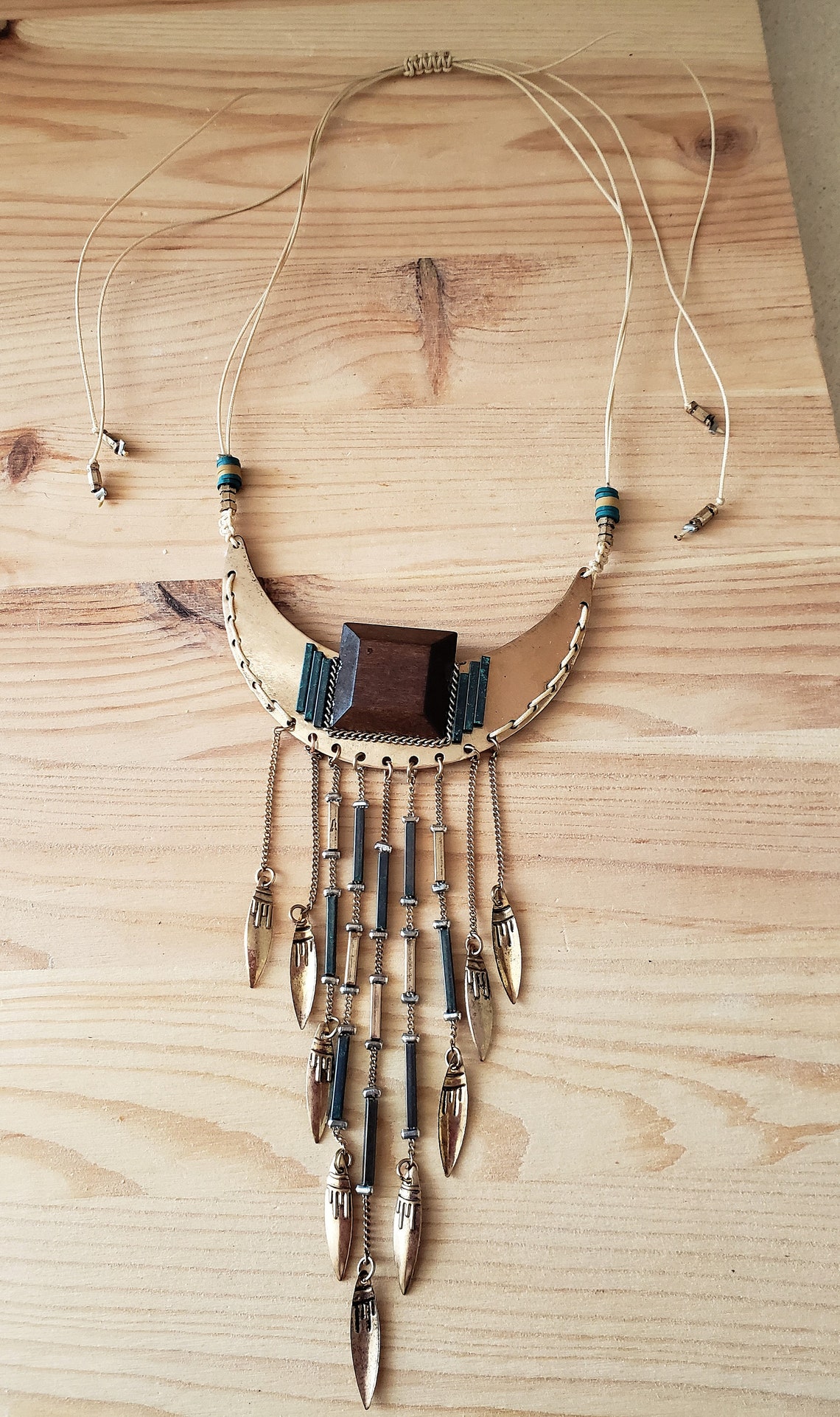 Gold Tone Crescent Wood Eco Friendly Native American Style - Etsy