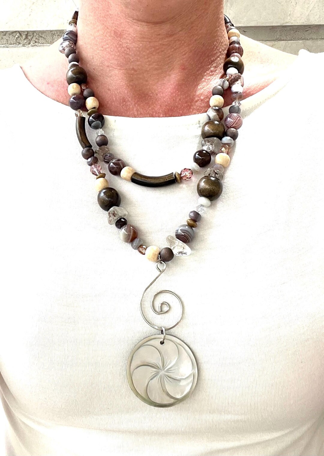 Fibonacci Multi Stone Agate Bohemian Necklace by Glamrox. Fibonacci ...