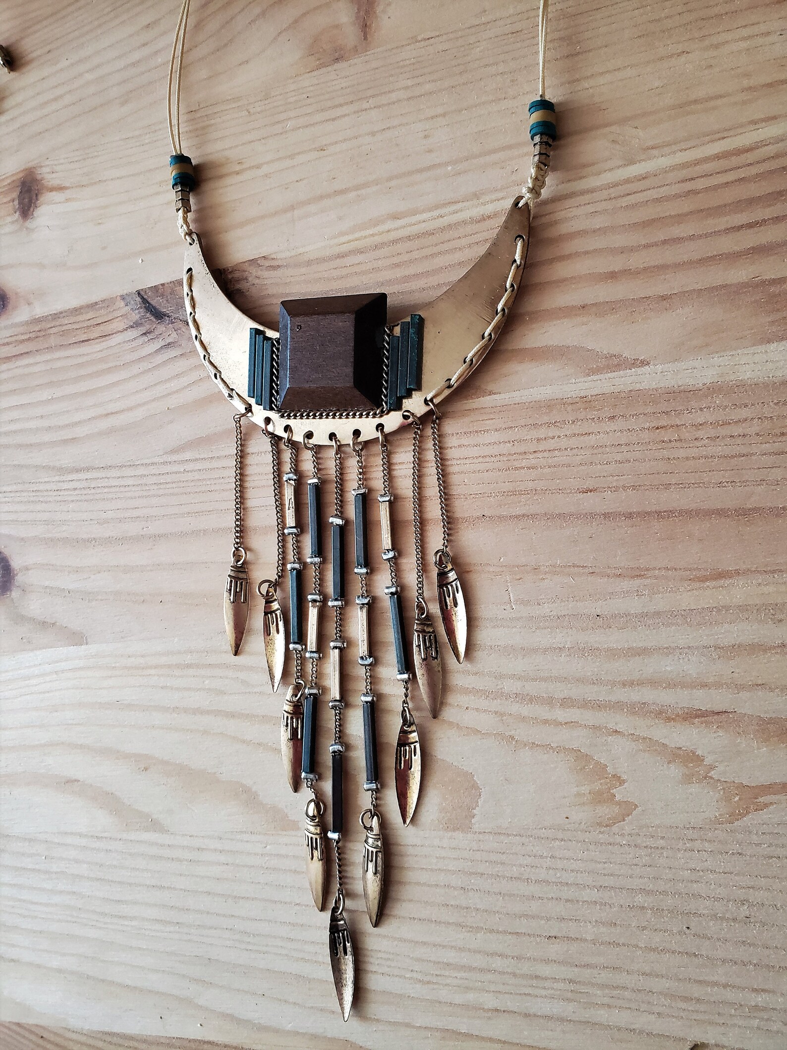 Gold Tone Crescent Wood Eco Friendly Native American Style - Etsy