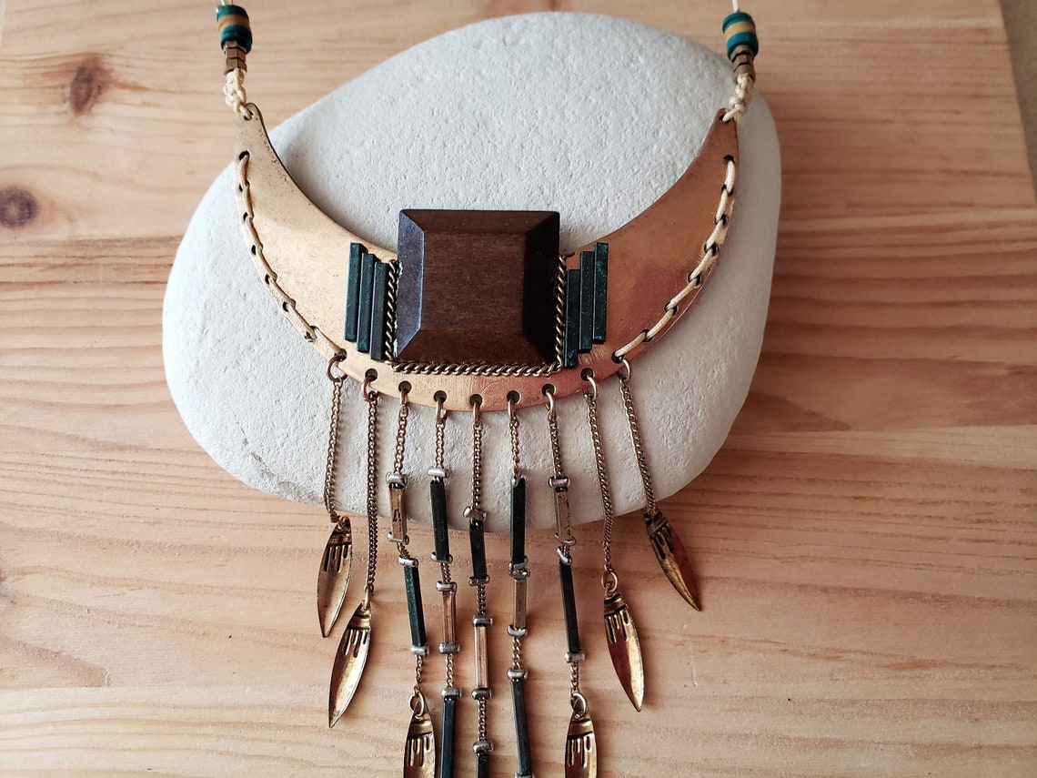 Gold Tone Crescent Wood Eco Friendly Native American Style - Etsy