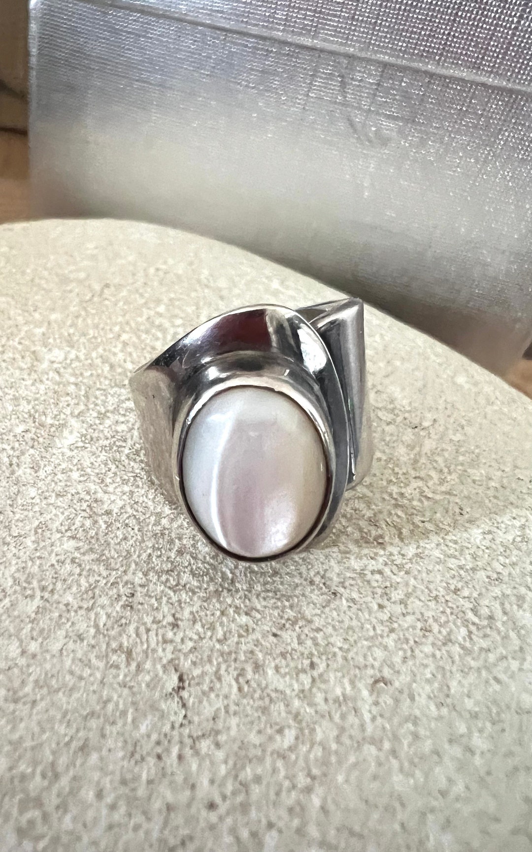 Mexico Mop Sterling Silver 925 Statement Artisan Ring. Mother of Pearl ...