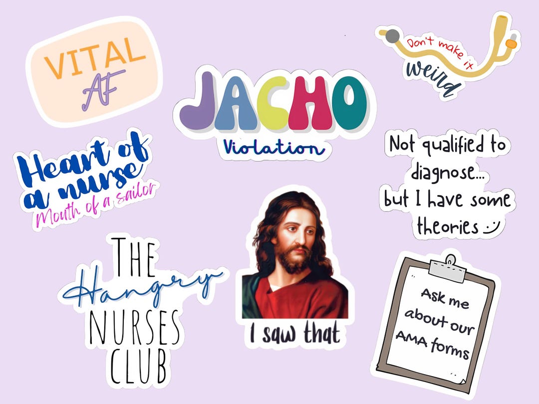 Funny Nurse Sticker Bundle, Hospital Humor, Healthcare Jokes, Medical ...