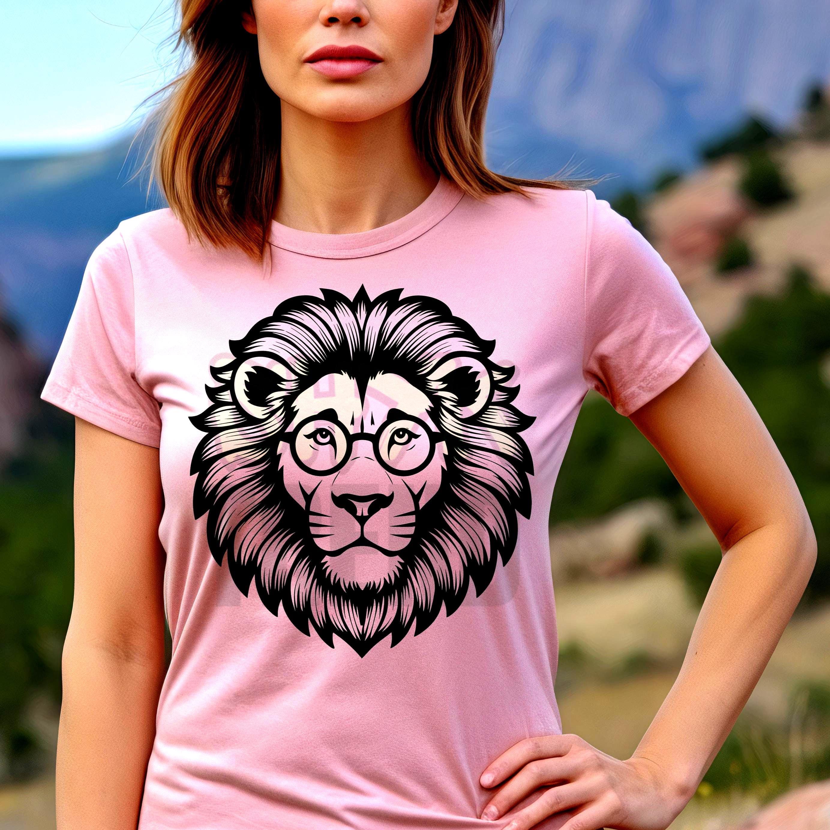 Lion Head SVG File, King Lion Clipart, Professor Lion Glasses Cut Files ...