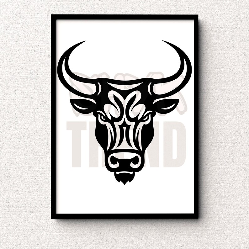Bull Head SVG: Tribal Bull Face SVG, Longhorn Clipart, Rustic Farmhouse ...