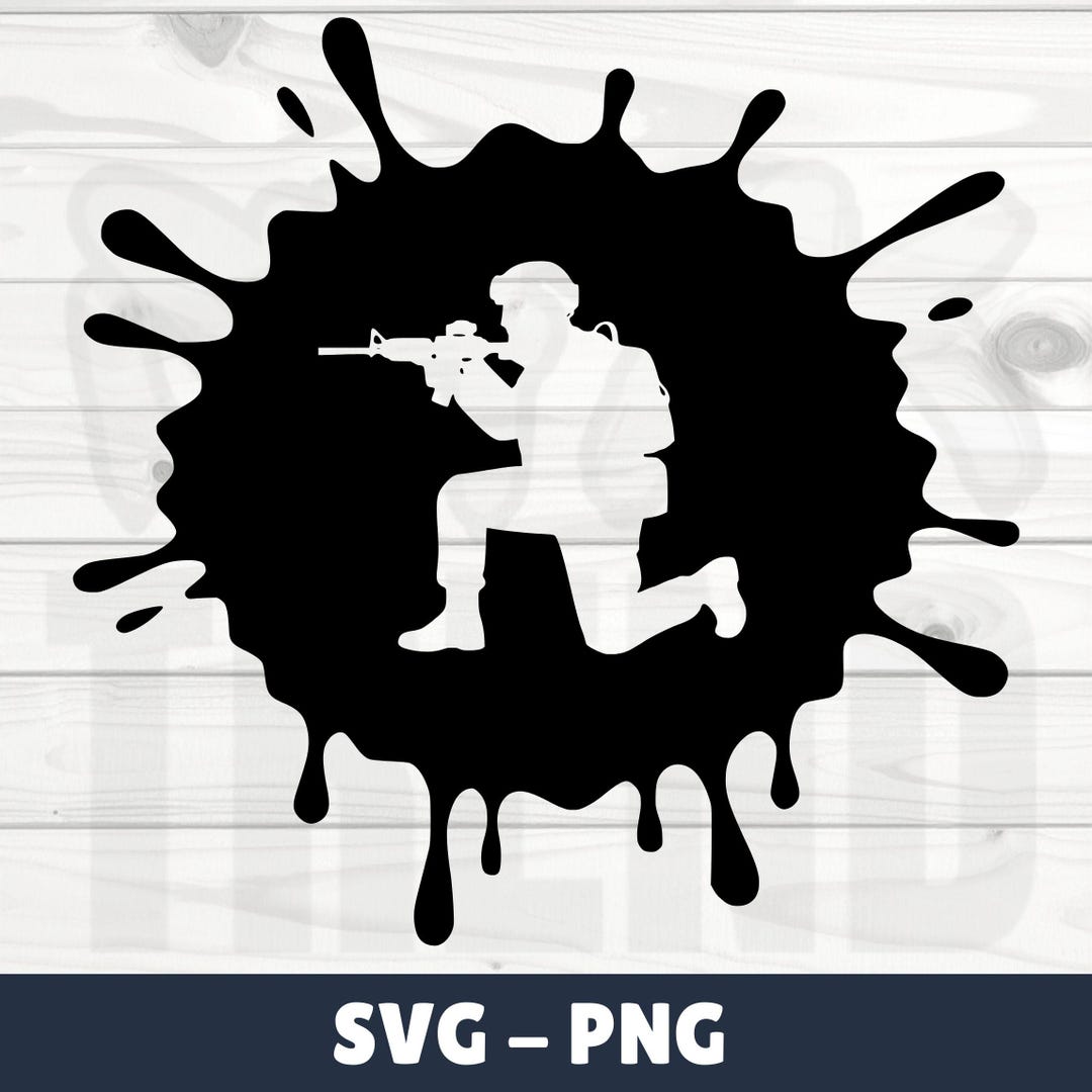 Soldier Ink Splatter SVG | Military Silhouette Clipart PNG | Tactical ...