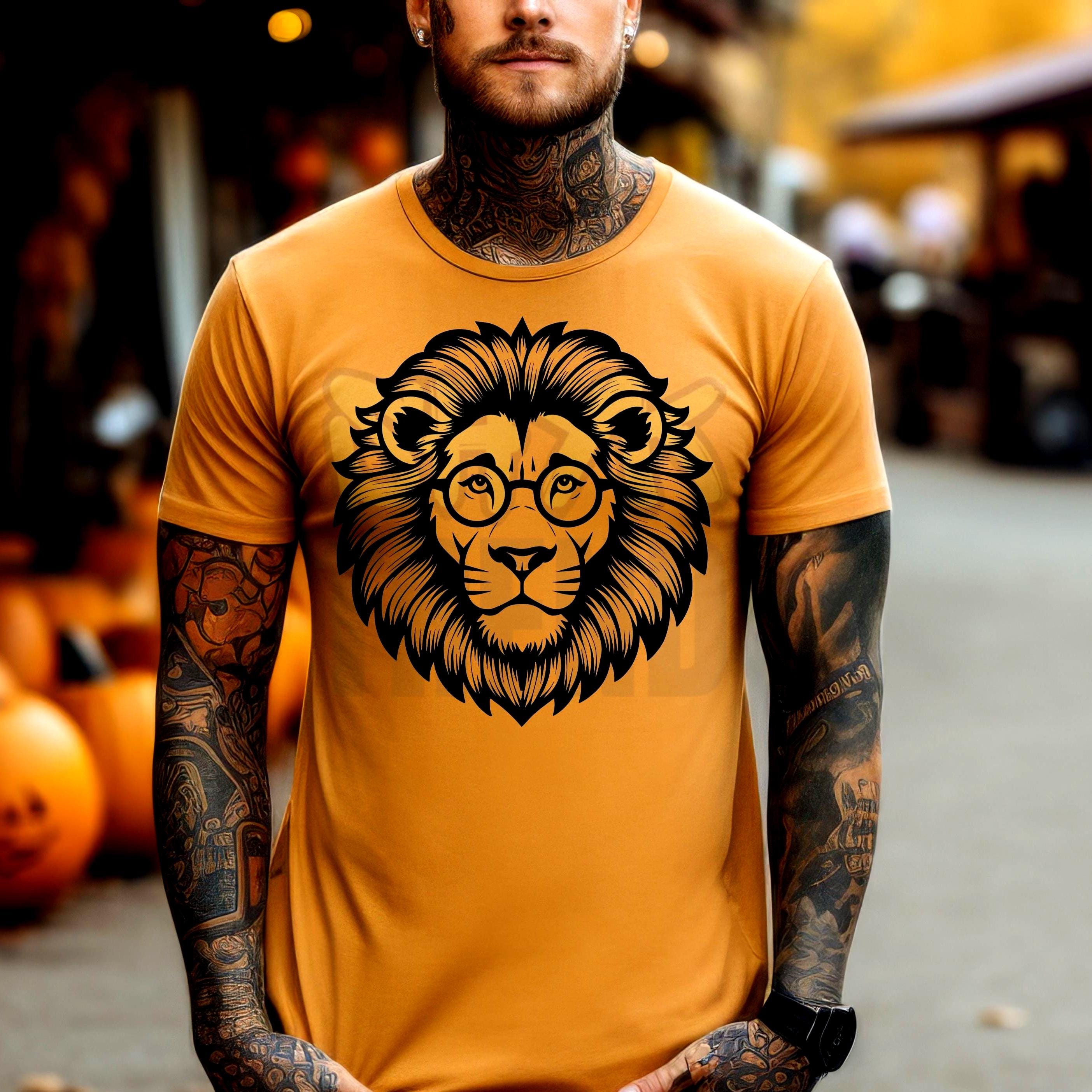 Lion Head SVG File, King Lion Clipart, Professor Lion Glasses Cut Files ...