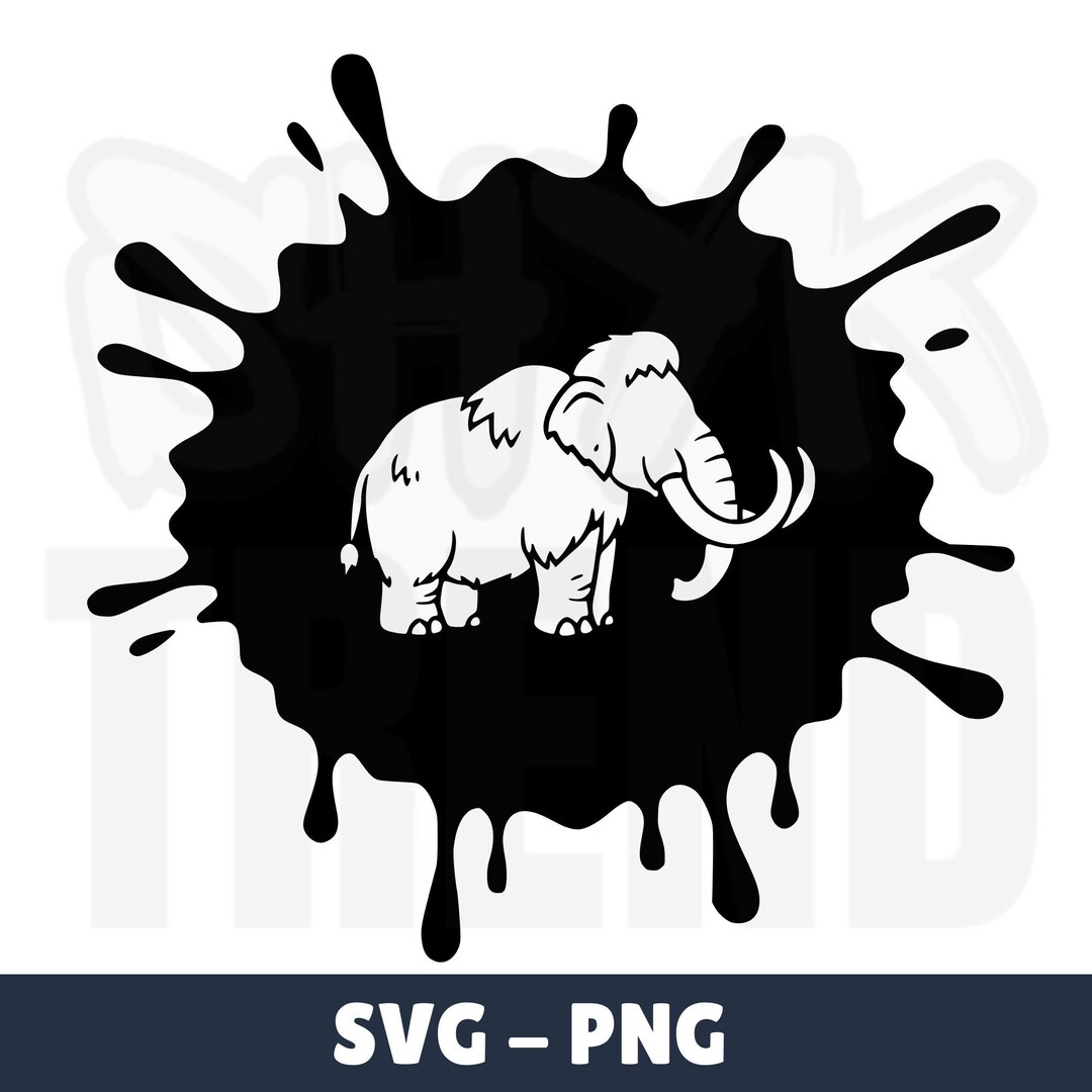 Woolly Mammoth Ink Splatter SVG | Prehistoric Elephant Silhouette ...