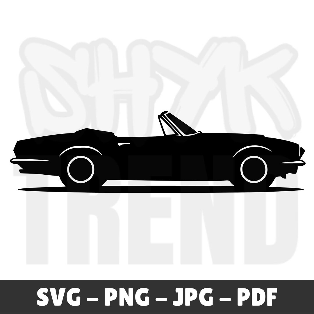 Classic Car Svg | Vintage Convertible Roadster Silhouette (digital ...