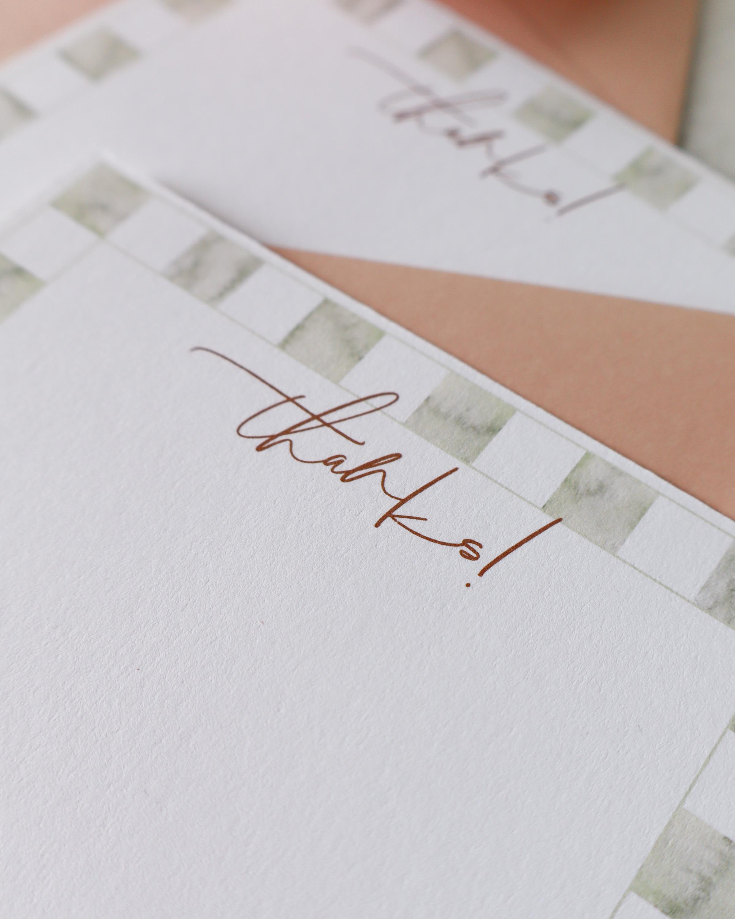Checkered Printable Thank You Notes • Digital Template • Green ...