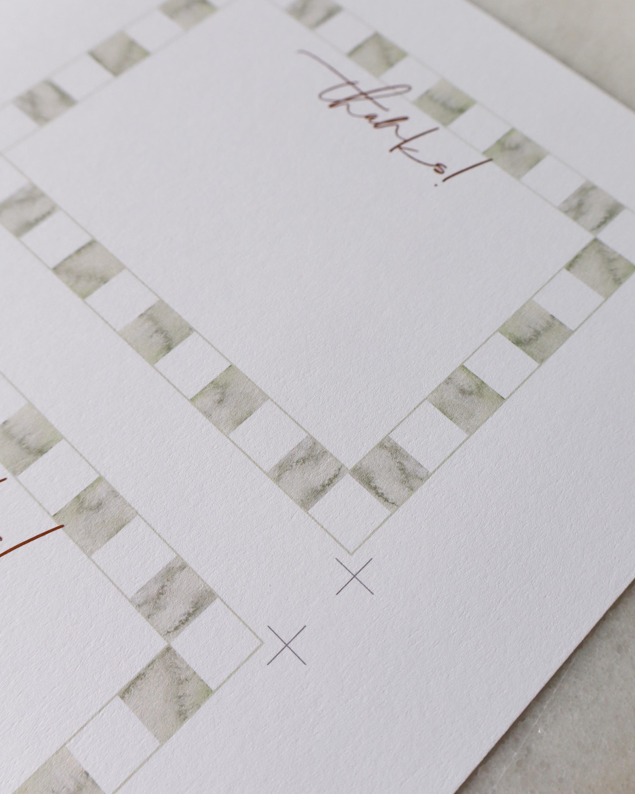 Checkered Printable Thank You Notes • Digital Template • Green ...