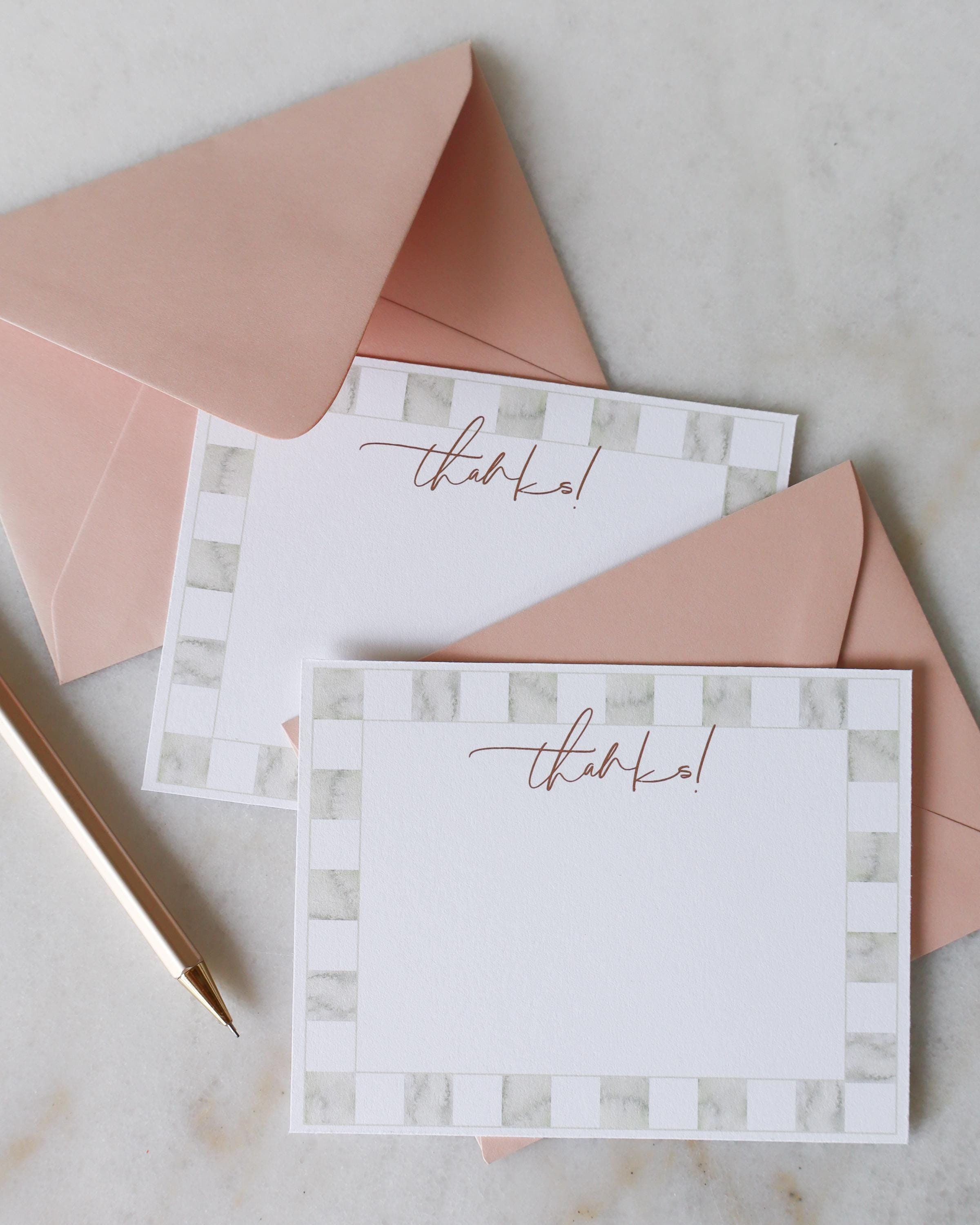 Checkered Printable Thank You Notes • Digital Template • Green ...