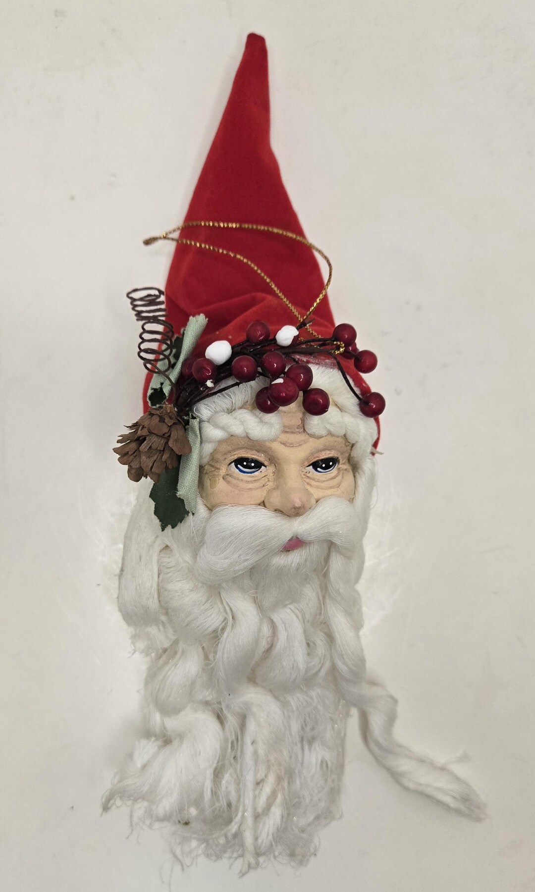 Classic Santa Claus Face Mop Beard Cherry Wrapped Head 10in Ornament - Etsy