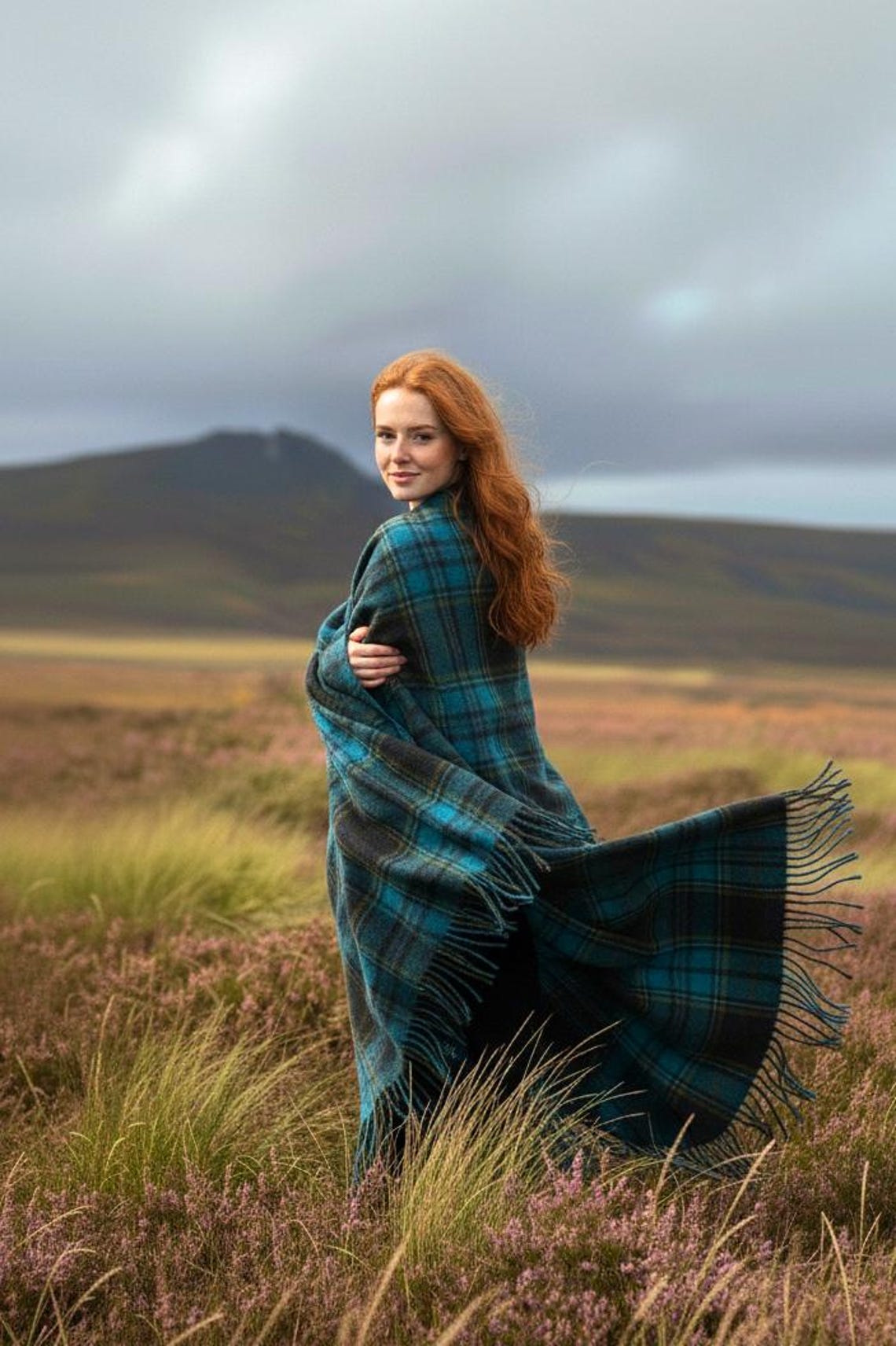 Scottish Tartan Wool Shawl Highlander Plaid Winter Wrap Women's Warm ...