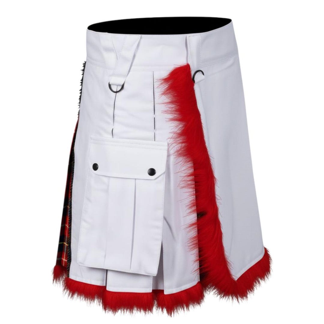 Scottish White Christmas Santa Claus Hybrid Utility Kilt With Red Fur ...