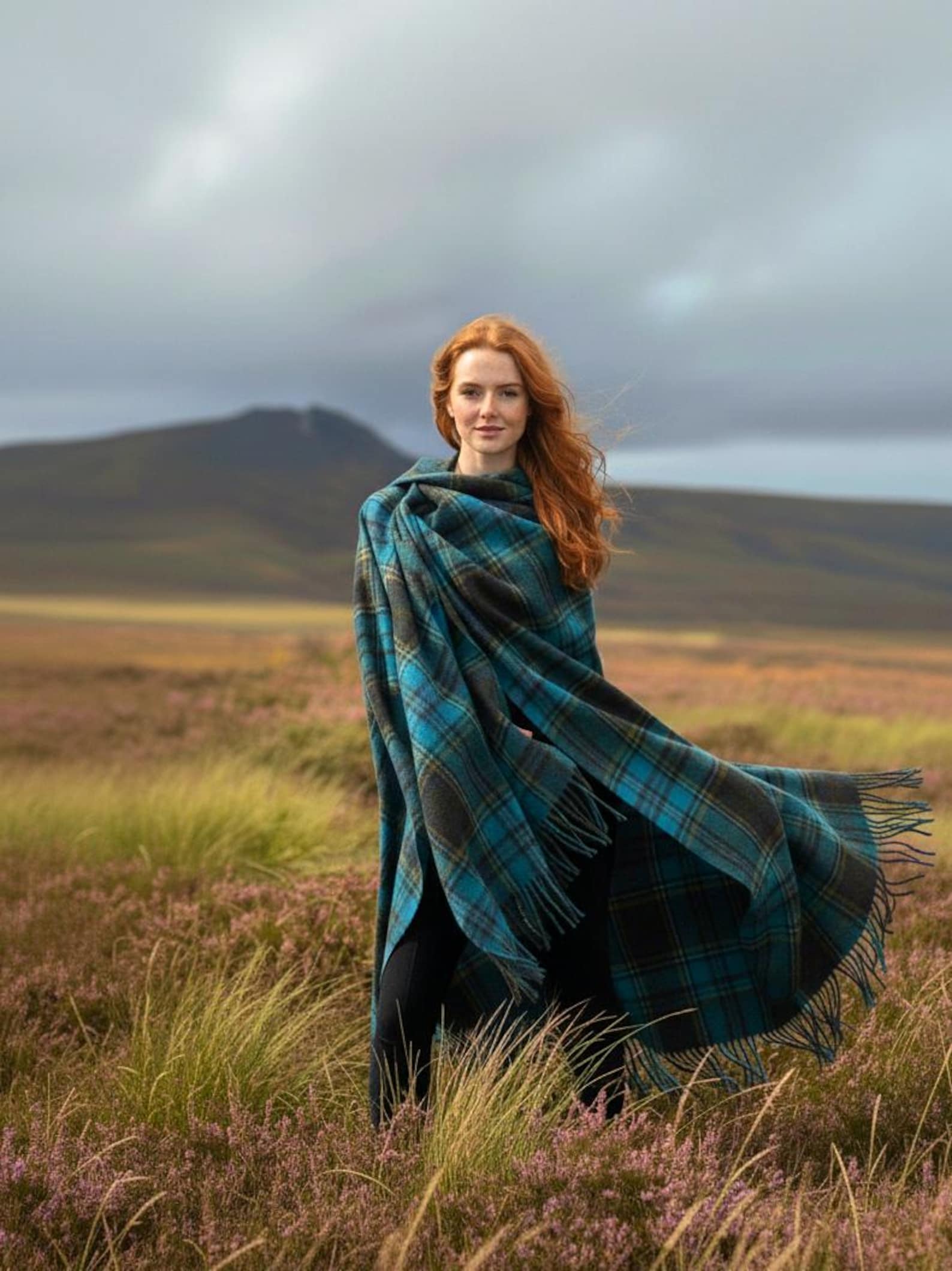 Scottish Tartan Wool Shawl Highlander Plaid Winter Wrap Women's Warm ...