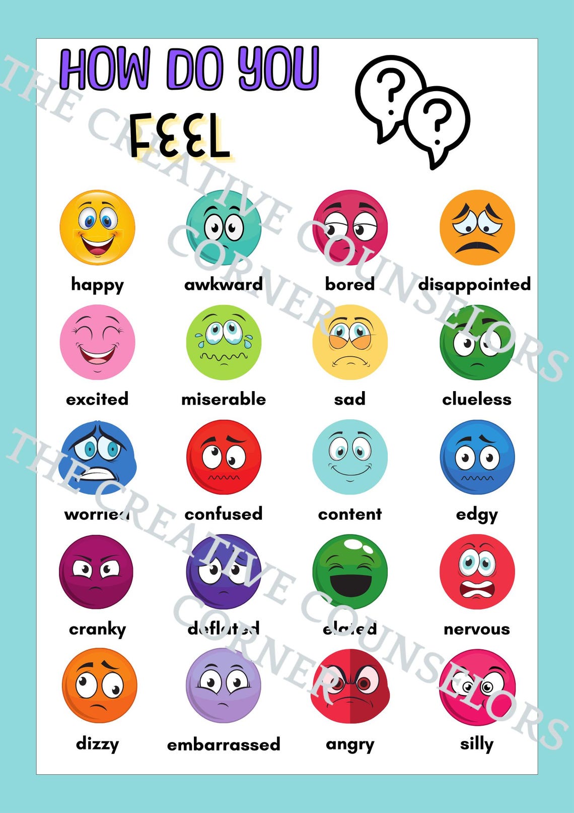 How Do You Feel? Emoji Chart/20 Different Feeling Emojis~pdf Download ...