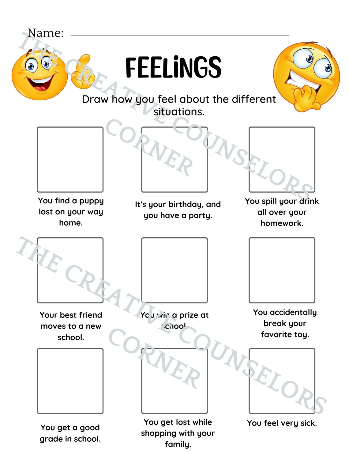 Draw Your Emotions: Emotional Awareness Activity Worksheet~pdf~sped ...