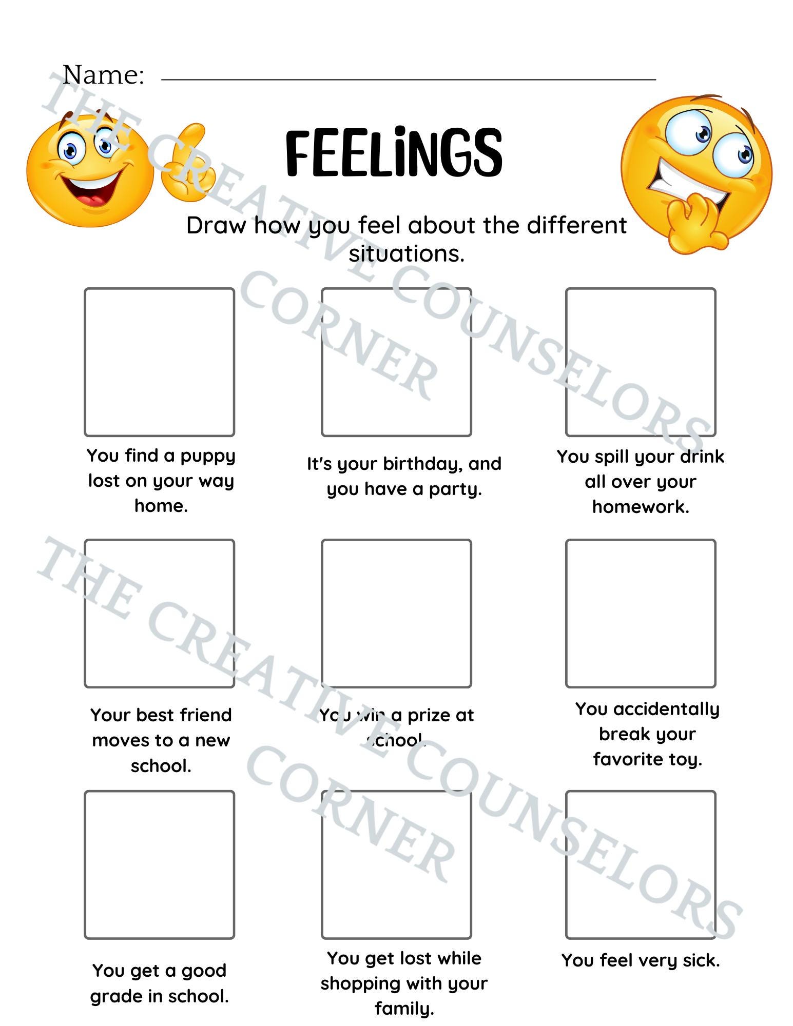 Draw Your Emotions: Emotional Awareness Activity Worksheet~pdf~sped ...