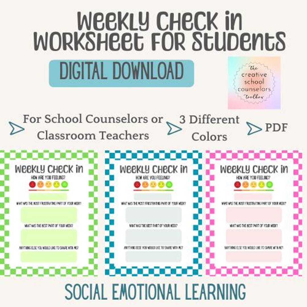 Weekly Student Check-in Sheet for School Counselors and Teachers PDF - Etsy