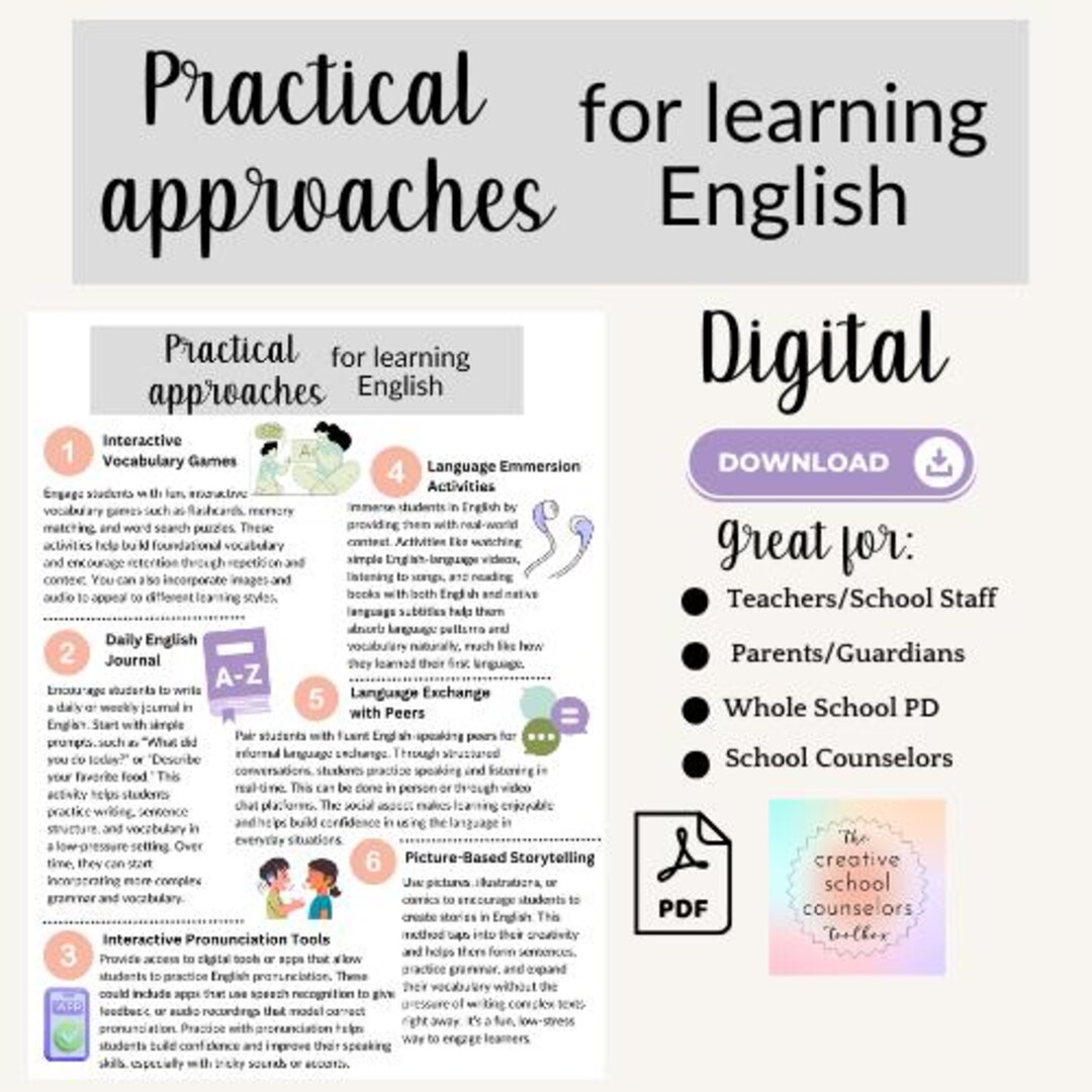 ESL/ELL Activities and Strategies~informative PDF for Teachers and ...