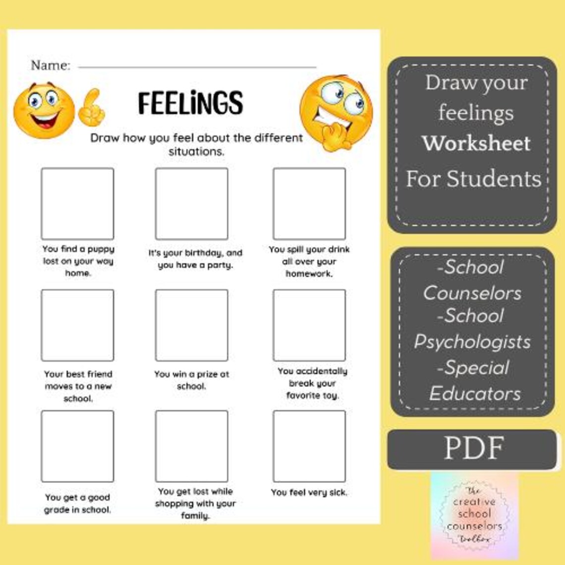 Draw Your Emotions: Emotional Awareness Activity Worksheet~pdf~sped ...