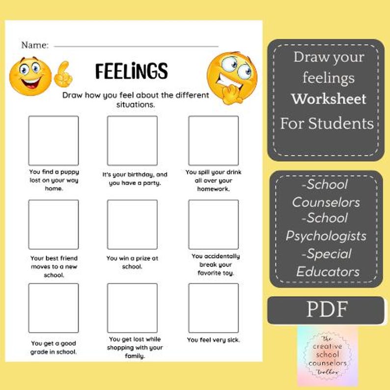 Draw Your Emotions: Emotional Awareness Activity Worksheet~pdf~sped ...
