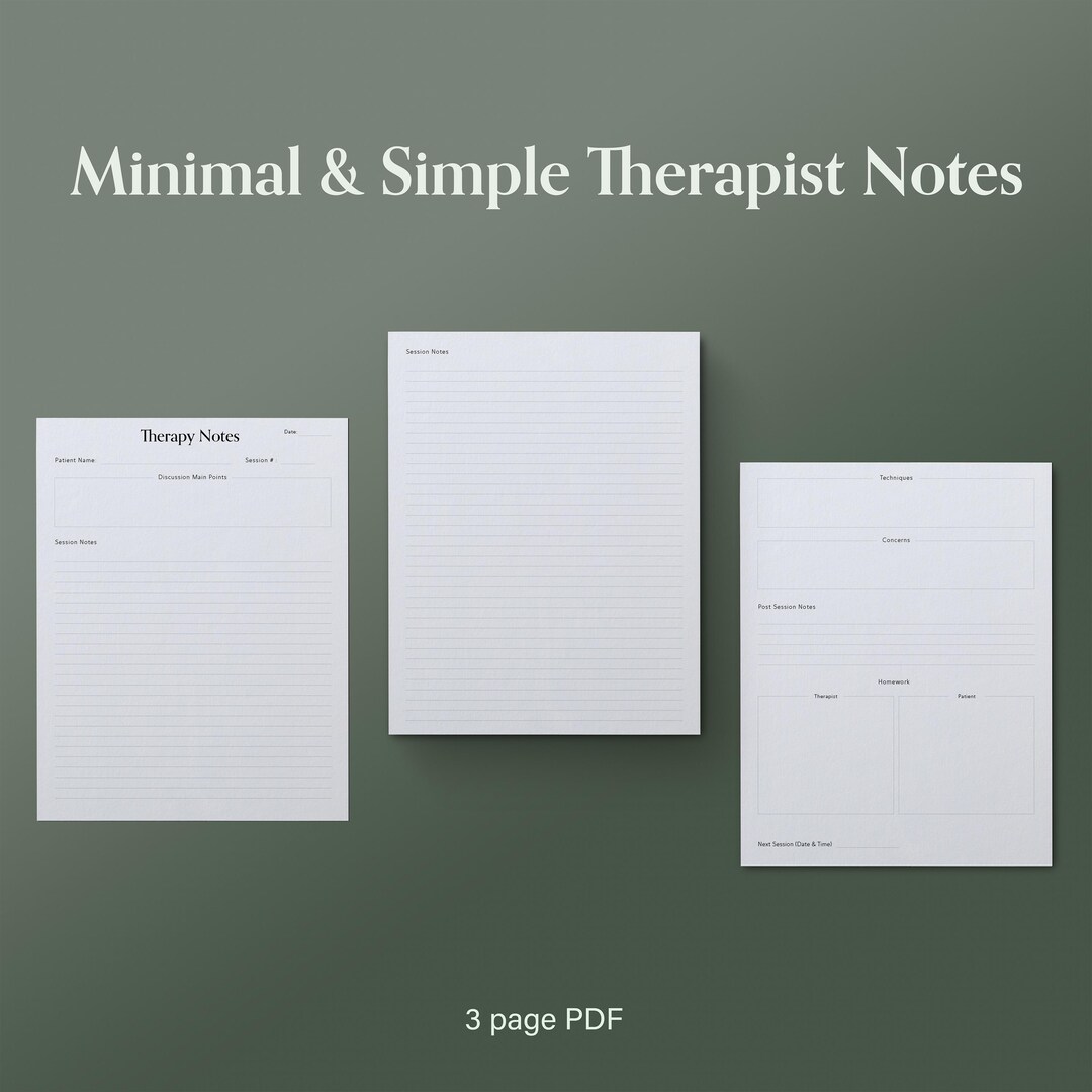 Therapist Notes Printable PDF, Worksheet for Therapist, Therapist Note ...