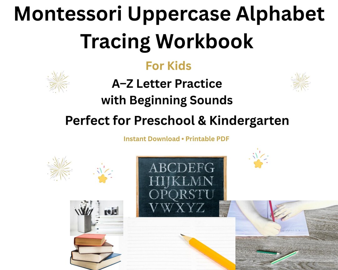 Montessori Uppercase Alphabet Tracing Workbook | A-Z Letter Practice ...