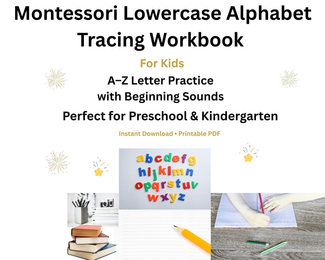 Montessori Lowercase Alphabet Tracing Workbook | A-z Letter Practice ...