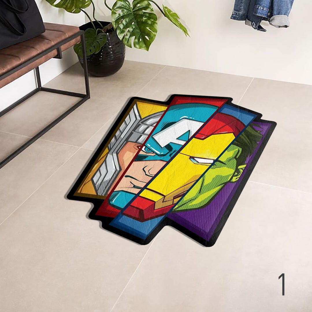 Captain America Rug- Super Hero Decor,marvel Comics Rug, Premium Hero ...