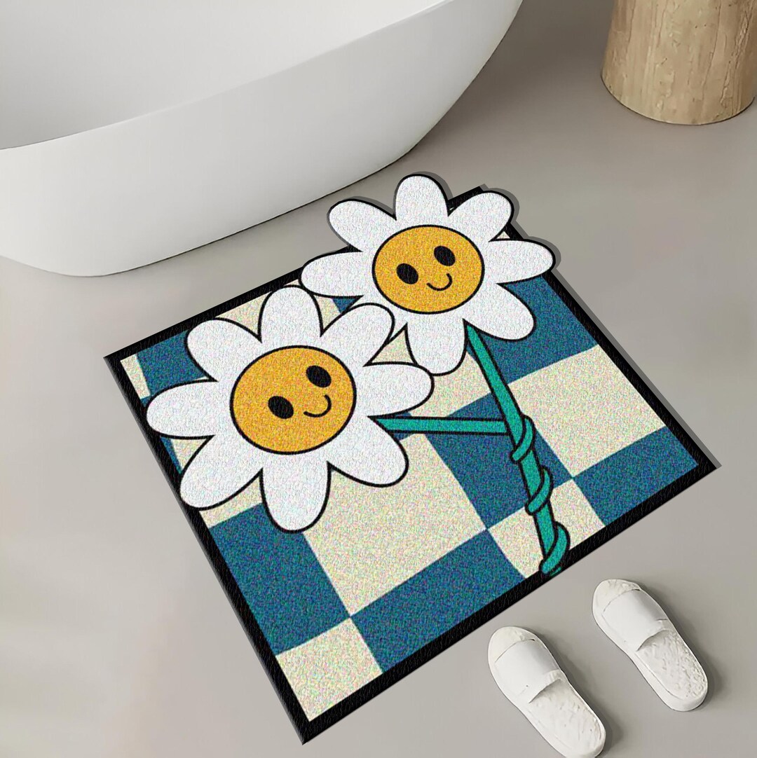 Minimalist Home Rug Decor, Retro Rug, Flower Rug, Daisy Rug, Retro ...