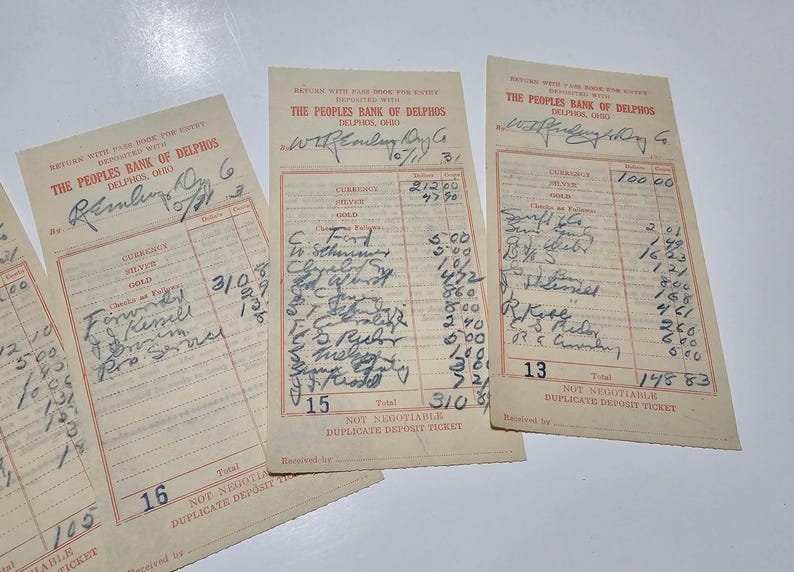 1931 Vintage Banking Receipts - 5 - Etsy