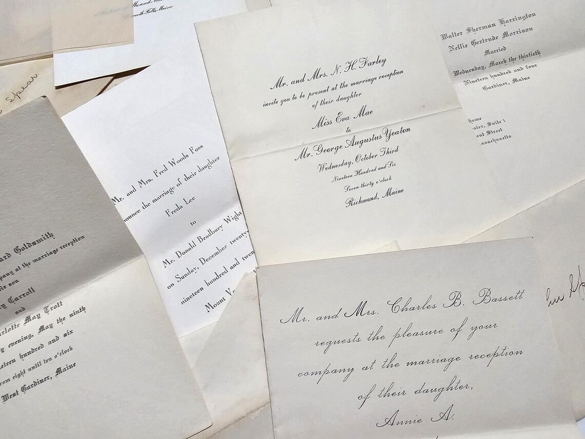 1900s Antique Wedding Reception Invitations TWO - Etsy