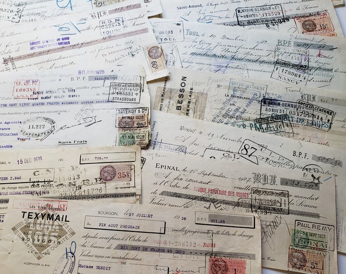 TWO Large Vintage French Receipt With Stamps - Etsy