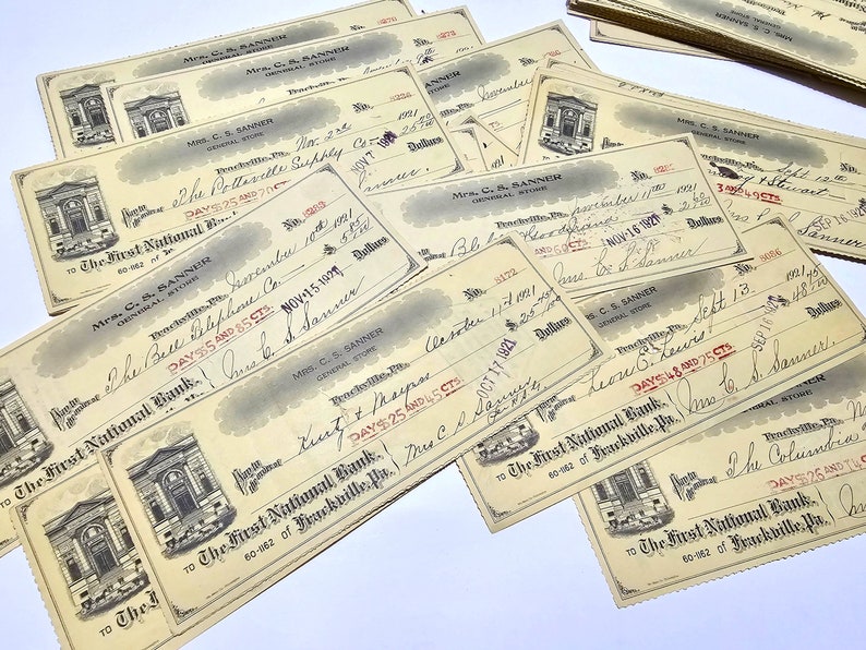 1921 Antique Checks 3 - Etsy