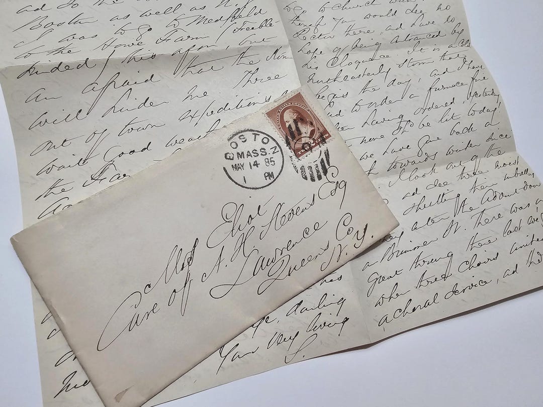 1885 Antique Letter & Envelope - Script Handwriting - Etsy