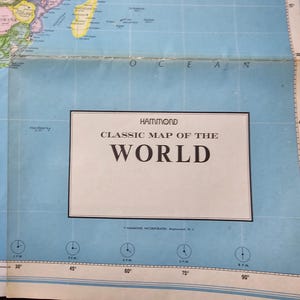 Large Mid-century World Map - Etsy