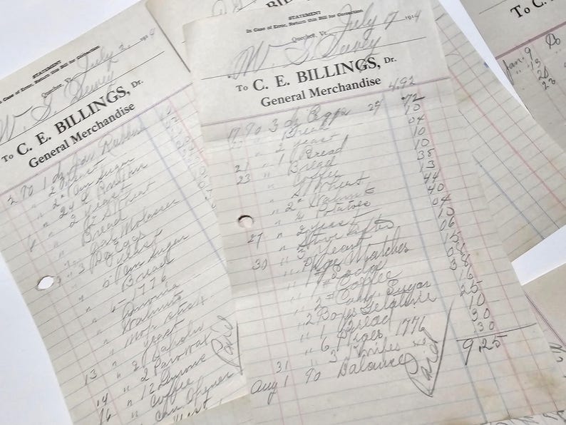 6 Antique Receipts 1914 - Etsy