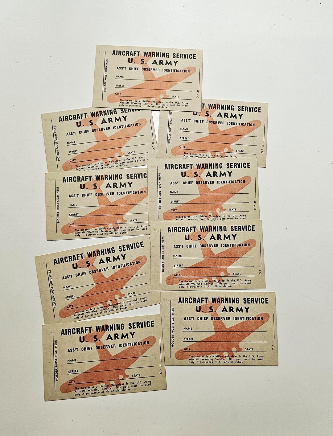 1940s World War 2 Aircraft Warning Service Cards - Etsy