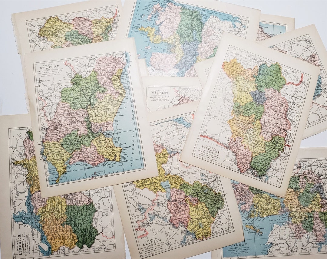 1901 ONE Antique Ireland County Map - Etsy