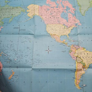 Large Mid-century World Map - Etsy