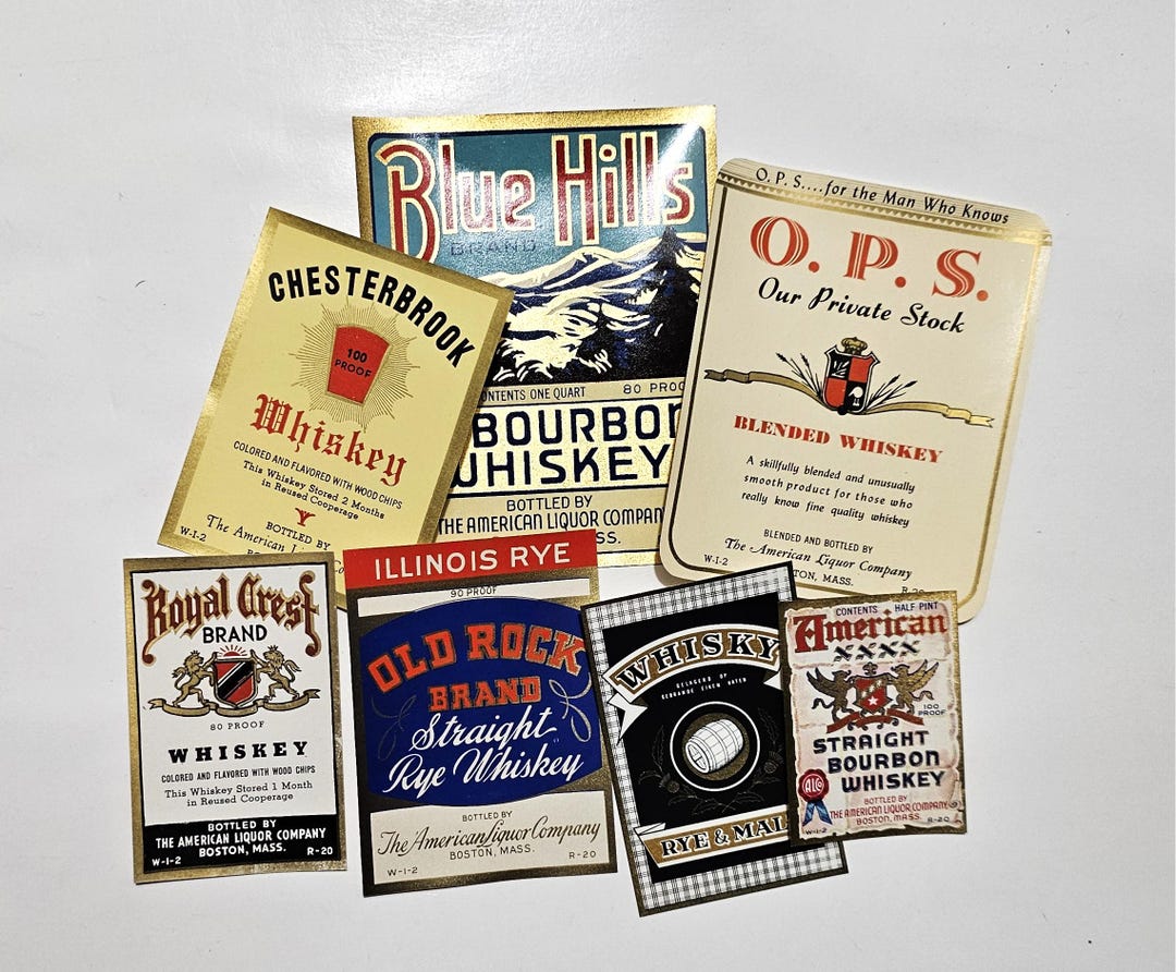 7 Vintage Whiskey Labels - Etsy