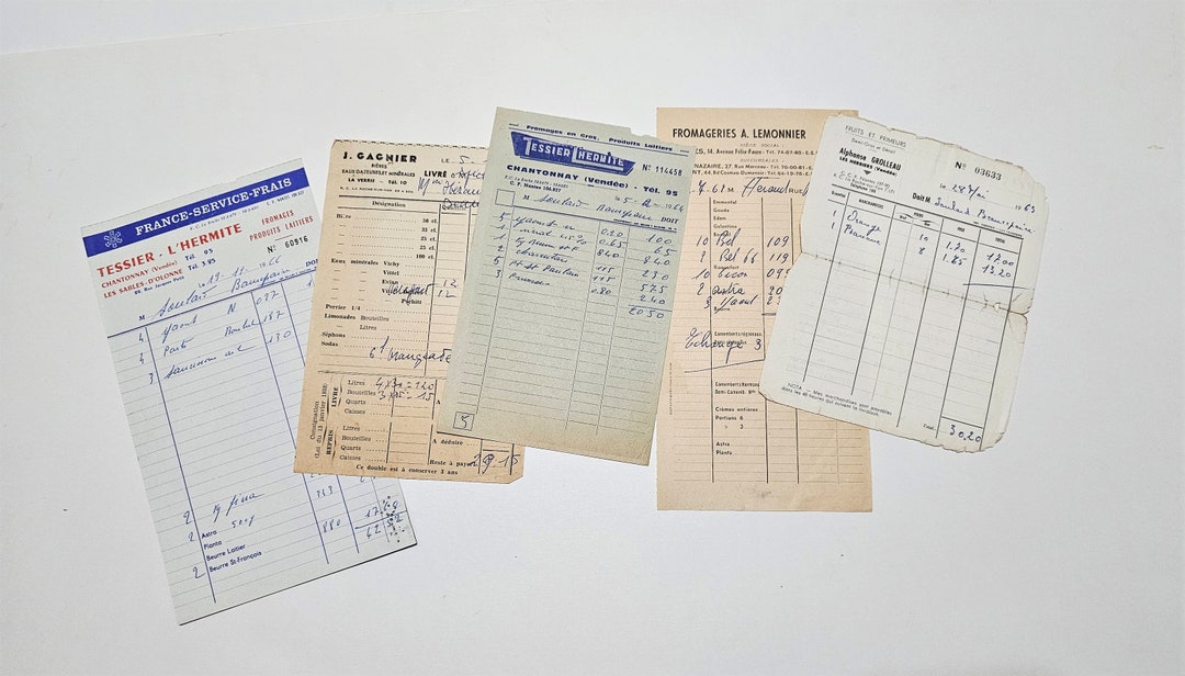1960s Vintage French Receipts - 5 - Etsy