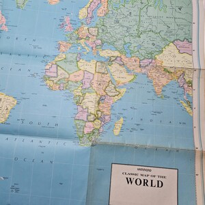 Large Mid-century World Map - Etsy