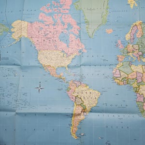 Large Mid-century World Map - Etsy